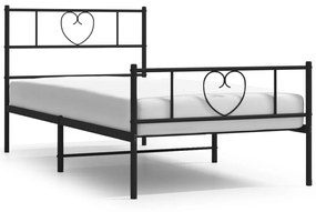 vidaXL Kovový rám postele s hlavovým a nožním čelem černý 107 x 203 cm