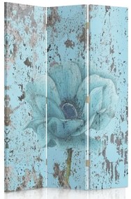 Ozdobný paraván Tyrkysový retro květ - 110x170 cm, třídílný, obustranný paraván 360°
