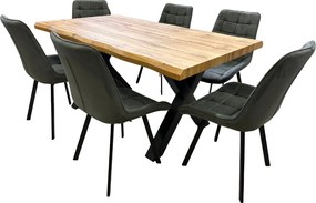 Vikio Jídelní set pro 6 osob 140x90 cm dub, šedá samet VJS114-61S-S