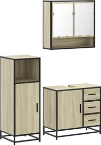 3dílný set koupelnového nábytku dub sonoma kompozitní dřevo 3300986