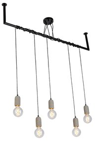 Průmyslová závěsná lampa černá s betonovým světlem 5 - Cavoba