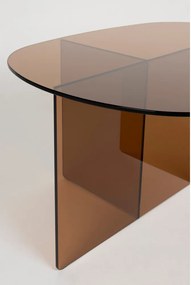 Hnědý skleněný konferenční stolek 60x80 cm Linea – Zuiver