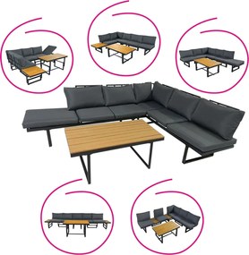 Zahradní set, černá/tmavě šedá/přírodní, ILARIA