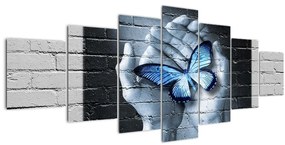 Obraz - Motýl na zdi (210x100 cm)