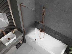 Mexen Next L, 1-křídlová vanová zástěna 60 x 150 cm, 6mm sklo s žebrovým vzorem, růžové zlato profil, 895-060-000-03-09-60