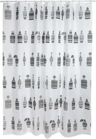 MSV MOSHI bílý / Sprchový závěs / motiv parfémů / 180 x 200 cm / polye