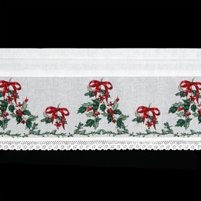 KRÁTKÁ VÁNOČNÍ ZÁCLONA NA PÁSCE XMAS7 150X30 CM VZOROVANÁ