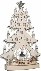 Solight 1V282 LED dřevěný vánoční stromek s dekoracemi / 23x LED / 2x