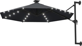 Nástěnný zahradní slunečník s LED 300 cm antracitový 312524