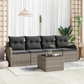 Sada zahradních pohovek 5 pcs 4-Seater Šedá polyratan 3354578
