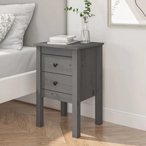 Noční stolek šedý 40 x 35 x 61,5 cm masivní borové dřevo,  813693 HangarStore.cz
