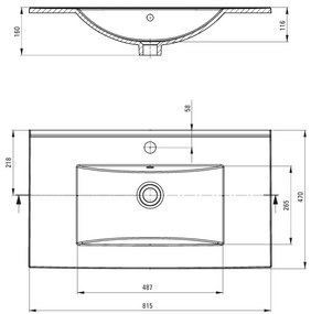 Deante Tubo, keramické umyvadlo na zapuštění 815x470x160 cm, bílá lesklá, DEA-CTU_6U8W