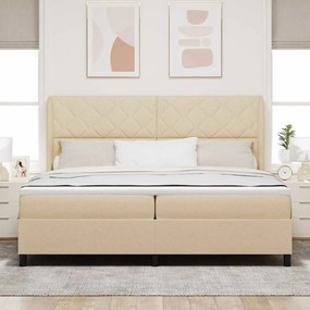 Postel s boxspringem s čelo Krémová 200 x 200 cm textil 3340653