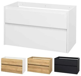 Mereo, Opto, koupelnová skříňka 101 cm, bílá, dub, bílá/dub, černá, CN922S