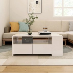 Konferenční stolek lesklý bílý 102x55x42 cm kompozitní dřevo