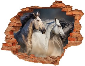 Wallmuralia Díra 3D fototapeta nálepka Koně ve cvalu 90x70 cm