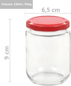 vidaXL Zavařovací sklenice se mi víčky 96 ks 230 ml [50801] Barva: Červená