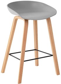 Šedá plastová barová židle Somcasa Ruth s dřevěnou podnoží 74 cm