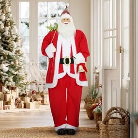 HOMCOM Santa Claus 1,6 m stojící Santa Claus se zvukovou funkcí dárku a vánočních zvonků