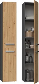 TPS Koupelnová vysoká skříň NEL II, Antracit/Dub artisan