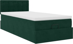 Osmanský rám postele s matrací tmavě zelené 100x200cm samet 3311900