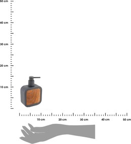 Dávkovač mýdla Tempesti, šedá/s dřevěnými prvky, 350 ml