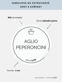Samolepka na kořenky AGLIO PEPERONCINI bílá 5 cm základní písmo