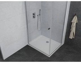 Mexen Pretoria sprchový kout s otočnými dveřmi 70 x 90 cm, Průhledné, Chromovaná + sprchová vanička Flat - 852-070-090-01-00-401