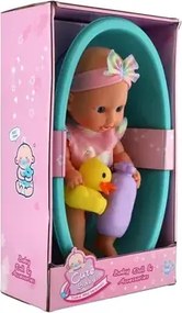 TEDDIES Panenka miminko s vaničkou / 26 cm / Pevné tělo / Doplňky v ba