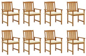Zahradní židle s poduškami 8 ks masivní akáciové dřevo,  3078168