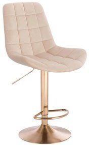 LuxuryForm DESIGN Barová židle PARIS VELUR na zlaté kulaté podstavě - krémová