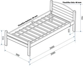 Jednolůžková postel z bukového dřeva s roštem 90x200 cm v přírodní barvě Bellariva – B.E.S.