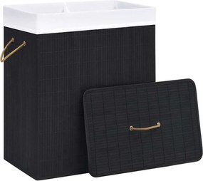 Bambusový koš na prádlo se 2 přihrádkami černý 100 l 320746