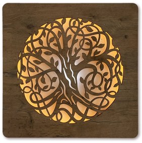 Li-Go "Strom života" světelný obraz 230V 62x62cm provedení povrchu: dub světlý