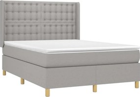 Box spring postel s matrací a LED světle šedá 140x200 cm textil 3139197