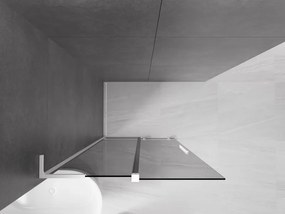 Mexen Velar L, posuvná sprchová zástěna Walk-in 100 x 200 cm, 8mm šedé sklo, bílá matná, 871-100-003-43-20