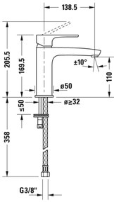 Duravit B.1 - umyvadlová baterie stojánková, bez odtokové garnitury, B11010002010