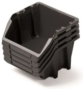Sada 4 úložných boxů po 27,2 × 23,8 × 16 cm, černá