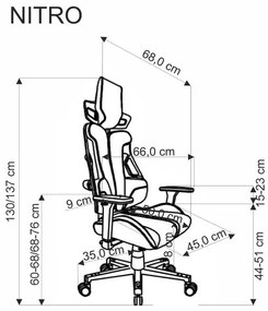 Herní židle NITRO 2 — látka, černá / šedá Halmar