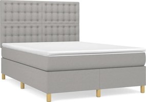 Box spring postel s matrací světle šedá 140 x 190 cm textil 3142649