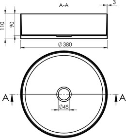 Sapho AURUM nerezové umyvadlo na desku průměr 38 cm včetně výpusti bez přepadu měď zlatá mat AU301