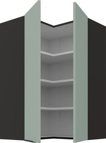 ARIA sc | horní kuchyňská skříňka 60x60 GN-90 2F (90°) rohová s policemi | VYSOKÁ | 60x60 cm | černá/aquamarine