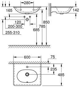 GROHE Essence - Závěsné umyvadlo 60 cm, alpská bílá 3956500H