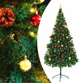 Vánoční stromek s LED osvětlením a baňkami zelený 210 cm 321501