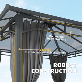 Zahradní pavilon cca 3 x 3 m kovový pavilon se střechou z 6 mm polykarbonátu 4 boční panely, UV50+ tmavě šedý