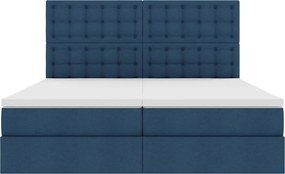 Postel s úložným prostorem s čelo Modrá 200 x 200 cm Textil 3372232