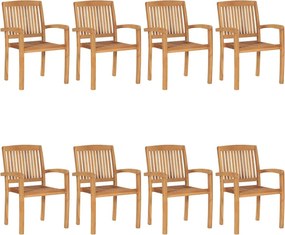 Stohovatelné zahradní židle s poduškami 8 ks masivní teak 3073241