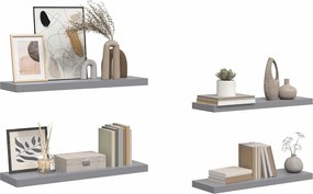 Plovoucí nástěnné police 4 ks šedé 80 x 23,5 x 3,8 cm MDF 323858