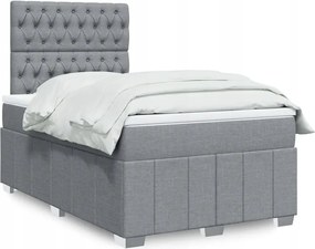 Box Spring Postel S Matrací Textil Světle Šedá Prošívaný design 120 x 190