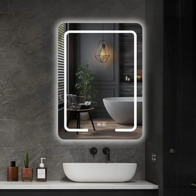 IREDA Koupelnové zrcadlo s LED osvětlením, 60 x 80 cm